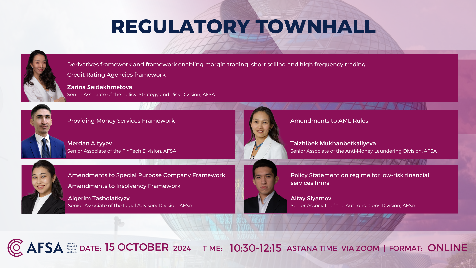 AFSA – Astana Financial Services Authority » AFSA to hold regulatory townhall on 15 October 2024 ...